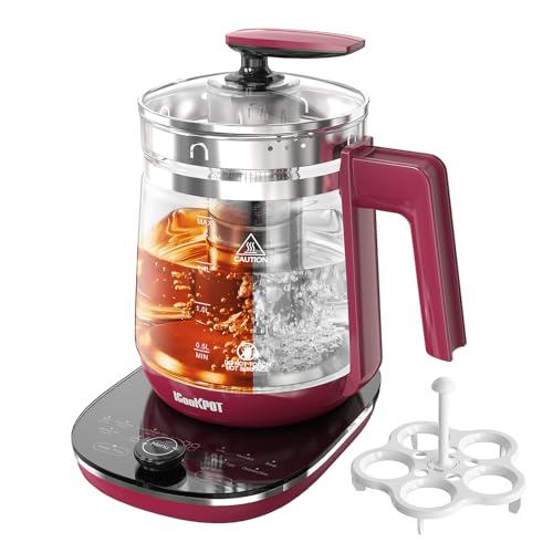 ICOOKPOT Hot Tea Maker Glass Electric Kettle with Tea Infuser and ...