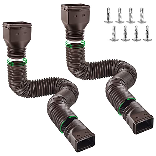 Gutter Downspout Extensions, 2 Pack Flexible Rain Gutter Downspout ...