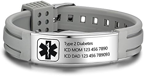 Personalized Silicone Adjustable Medical Alert Bracelets Waterproof ...