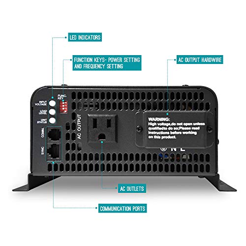 Renogy 1000W Power Inverter 12VDC to 120VAC Pure