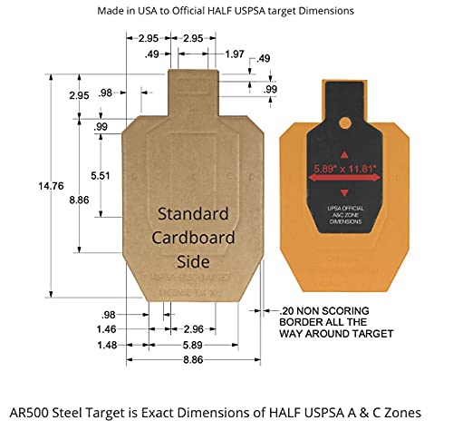 Solid Tactical AR500 Steel Targets for Shooting - 1 Pack USPSA Half A&C ...