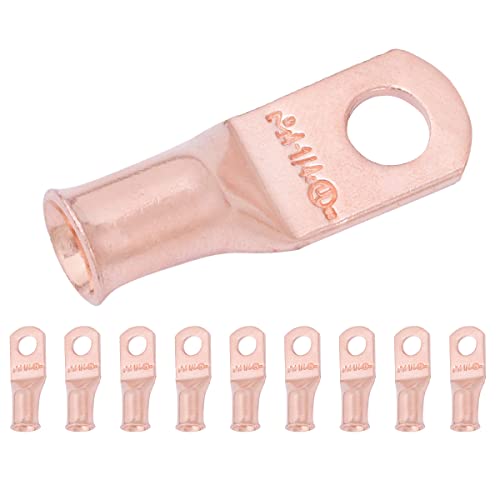 SELTERM 10pcs 4 AWG - 1/4" Stud - Battery Lugs, Heavy Duty Wire Lugs ...