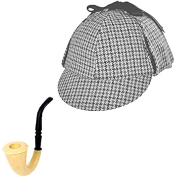 Amazon.com : Adult Sherlock Holmes Detective Sleuth Hat With Pipe ...