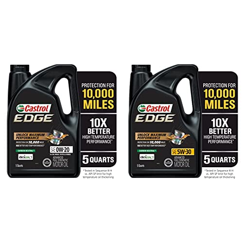 Castrol 03124 Edge 0W-20 Advanced Full Synthetic Motor Oil, 5 Quart ...