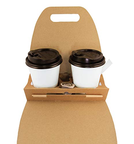Paper Drink Carrier with Handles - 50-Pack 2-Cup Kraft Coffee Carrier ...