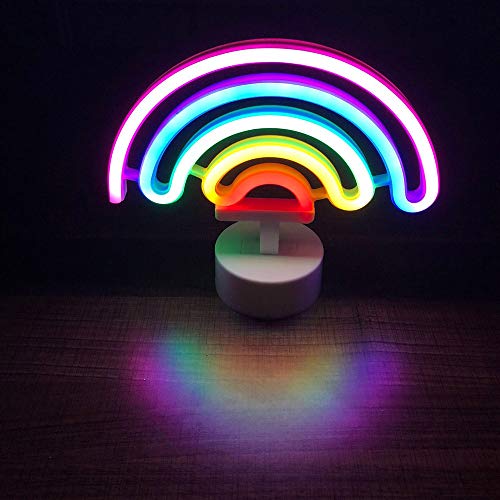 Rainbow Neon Light with Base Cute Colorful Neon Rainbow Sign Lights ...