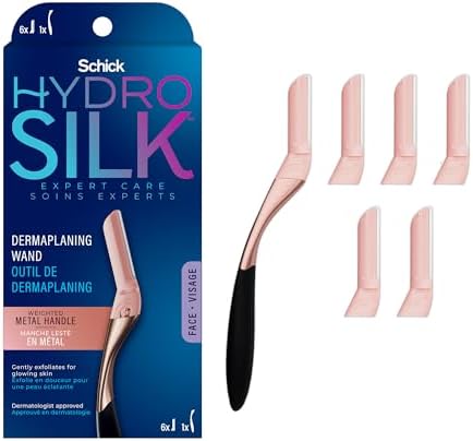 Schick Hydro Silk Dermaplaning Wand for Face with 6 Refill Blades ...