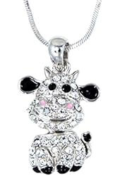 Amazon.com: Sterling Silver and Diamond Accent Cow Pendant Necklace ...
