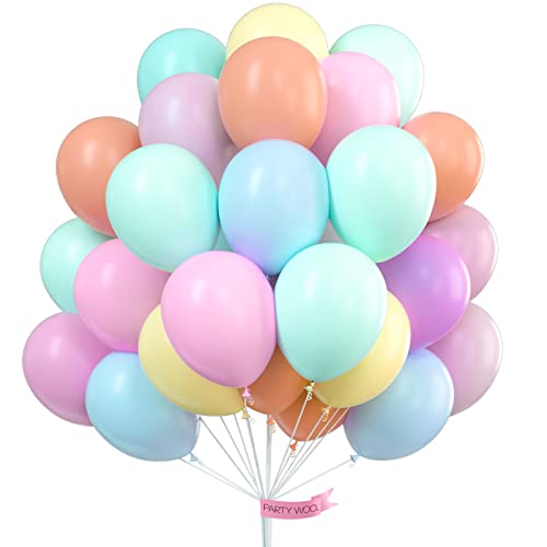 PartyWoo Pastel Balloons, 100 pcs 10 in Pastel Color Balloons in 8 ...