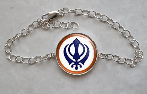 Amazon.com: Sikh Khanda Sterling Silver Charm Bracelet: Handmade