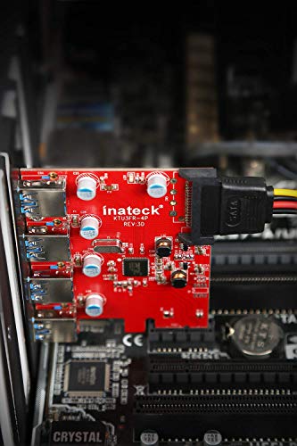Inateck PCI-e to USB 3.0 (4 Ports) PCI Express Card and 15-Pin Power Connector, Red (KT4001 ...