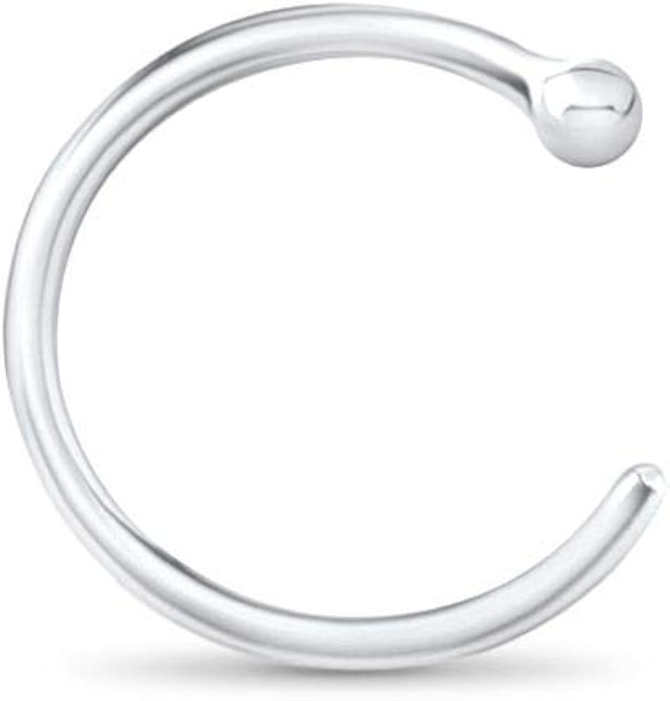 Amazon.com: 14k White Gold Nose Hoops Open Nose Rings 1/4" - 6mm 18G ...