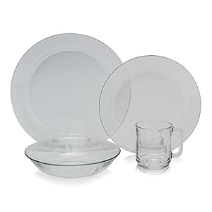 Amazon.com | Duralex - Clear Glass 24pc Dinnerware Set, Service for 6 ...
