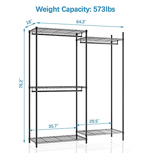 VIPEK 5 Tiers Clothing Rack Heavy Duty Clothes Rack for Hanging Clothes ...
