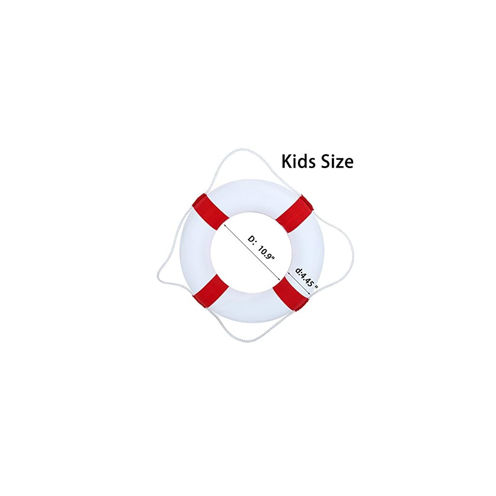 Foam Swim Rings - Swimming Pool Life Ring Buoy with Perimeter Rope (Red ...