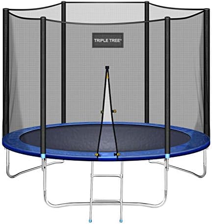 TRIPLE TREE 10 FT Trampoline for Kids and Adults with Safety Enclosure ...