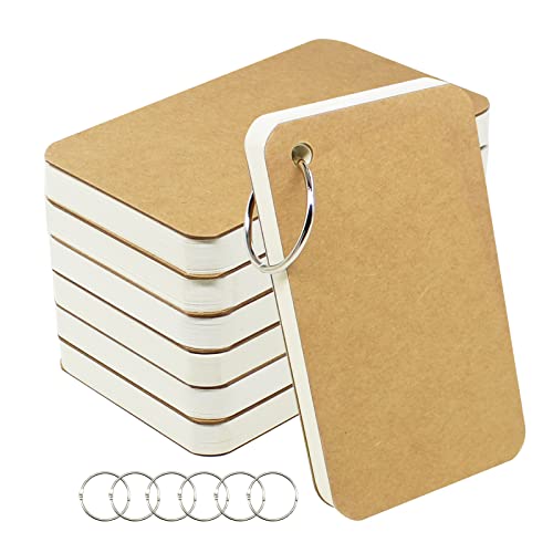 6 Pack 3x5 Inch Blank Flash Cards with Binder Rings (60 Sheets Each ...