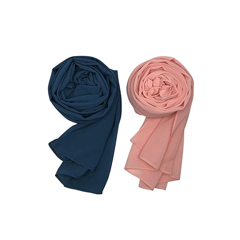 MANSHU 2pcs Women Soft Chiffon Scarves Shawl Long Scarf Wrap Scarves ...