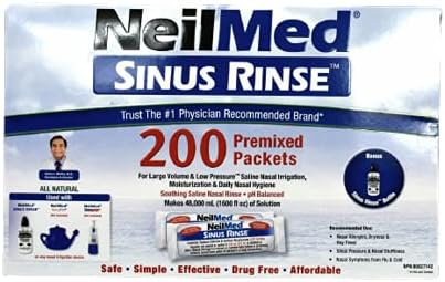 NeilMed Sinus Rinse Kit 200 Premixed Packet + 1 Rinse Bottle 240ml ...