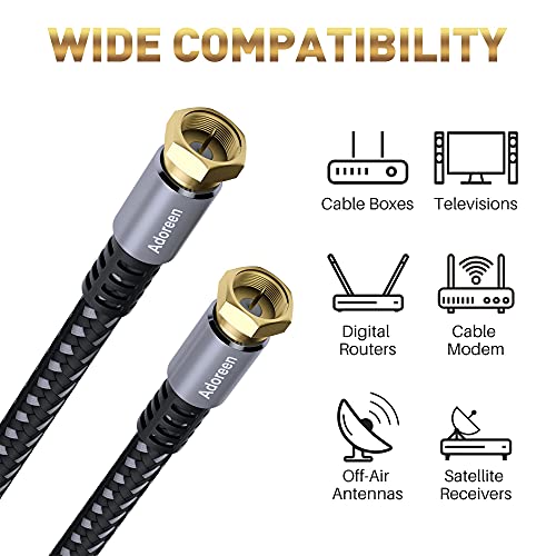 RG6 Coaxial Cable 4 Feet/2 Pack,Adoreen Quad Shielded Coax Cable(1.5ft ...