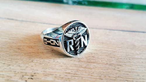 Amazon.com: .Registered nurse ring sterling silver class ring ...