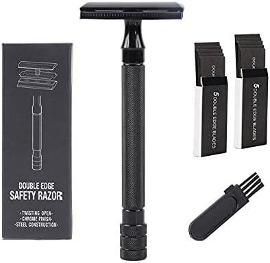 Long Handle Double Edge Safety Razor for Men & Women| Black Razor ...