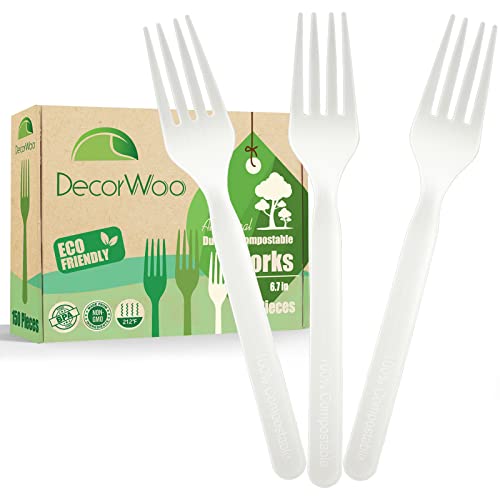 Mua DecorWoo 150 Pcs 1OO% Compostable Forks, 7" Large Size Eco Forks ...