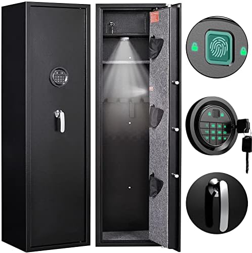 Omethey Biometric Fingerprint Rifle Gun Safe, Quick Access 4-5 Gun Safe ...