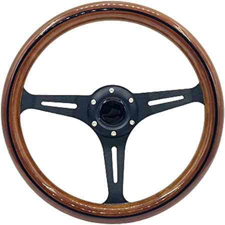 YEHICY 15" Classic Wood Grain Steering Wheel Black Spokes 380mm Grant ...