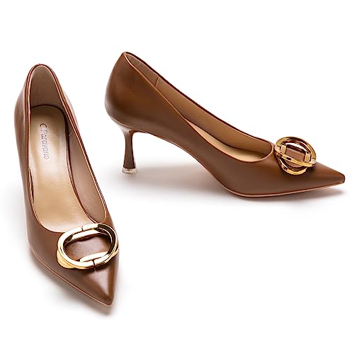 C.Paravano Women's Metal Buckle Stiletto Pumps-Professional Business ...