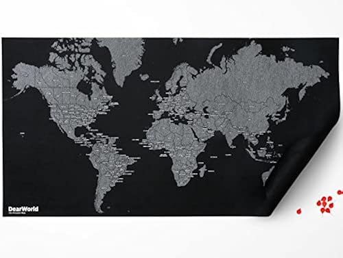 DearWorld the Pinnable Map, World Map on Felt with Pins, World with ...