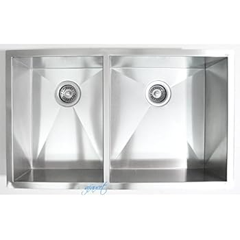 42 Inch Stainless Steel Undermount 60/40 Double Bowl Kitchen Sink Zero ...