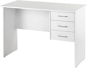 Maclaren Macey Computer Desk with 3 Drawers Writing Desk White : Amazon ...