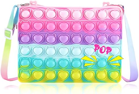 BAIWER Pop Shoulder Bag for Girls, Fidget Toys Big Pop Purse Bag for ...