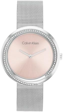 سعر CALVIN KLEIN TWISTED BEZEL WOMEN's BLUSH DIAL, STAINLESS STEEL ...