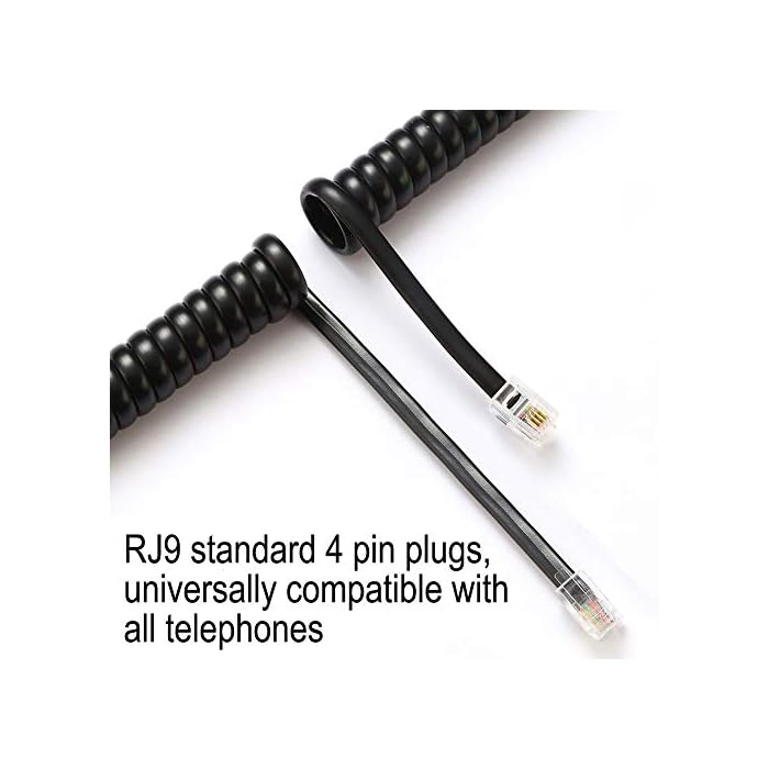 Telephone Cord, Phone Cord, Handset Cord, Black, 2 Pack, Universally ...