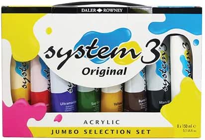 Amazon.com: Daler-Rowney System 3 Acrylic Jumbo Set of 8 150ml Tubes