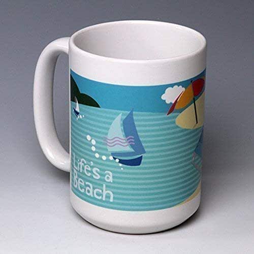 Amazon.com: 15 oz. Whimsical Beach Ceramic Coffee/Tea Mug ."Life's A ...