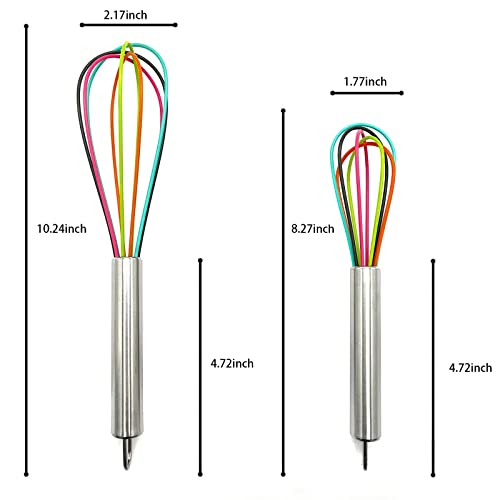 Whisk, Whisks for Cooking (Upgraded) Silicone Mini Whisk 2 Pack 10''+8 ...