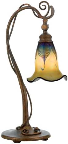 Quoizel Salamander Glass Studio Curled Feather 1 Light Table Lamp ...