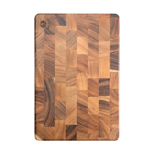 End Grain Cutting Board, 14" x 9.4" x 1", Acacia Wood Cutting Board,Reversible Heavy-Duty Wooden ...