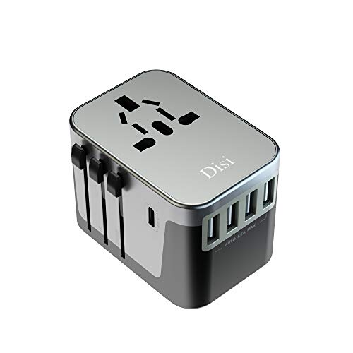 Disi Universal Travel Adapter,Universal Smart 4 USB + 1 Type C Charging ...