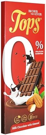 سعر Topps Almond Chocolate Bars 60g No Sugar 12 Count Tops Almond ...