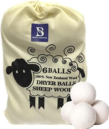 BEAUTY AMBITION Wool Dryer Balls, Fabric Dryer Sheep Balls 6-Pack ...