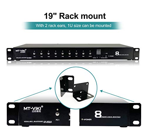 Rack Mount HDMI Switch, MT-VIKI 8 Ports HDMI Switch 8 in 1 Out 4K@60Hz ...