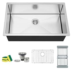 TORVA 32 Inch 16 Gauge Undermount Stainless Steel Single Bowl Kitchen ...
