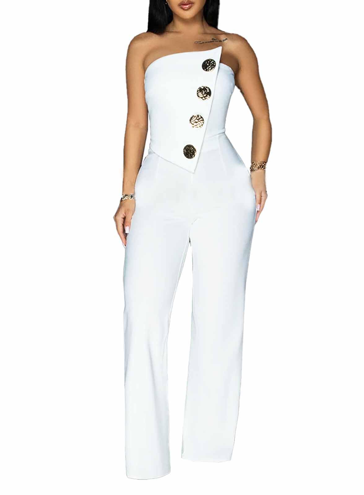 Yuopeid Women's Bodycon Tube One Piece Rompers Sexy Sleeveless Zipper ...