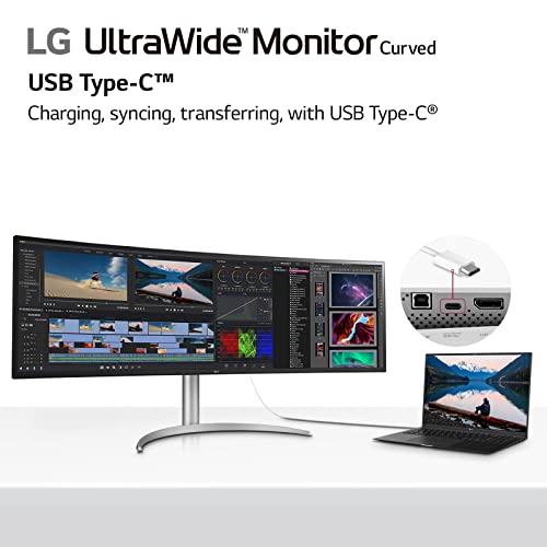 LG 49WQ95C-W 49 Inch 32:9 Curved UltraWide DQHD (5120 x 1440) Nano IPS Monitor, NVIDIA® G-SYNC ...