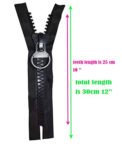 Super Large Plastic Zipper Size 20# Heavy Duty Zippers 10 in Long with ...