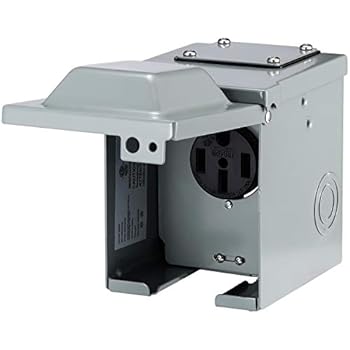 50 Amp RV Power Outlet Panel, Metal Rainproof Receptacles Box ...